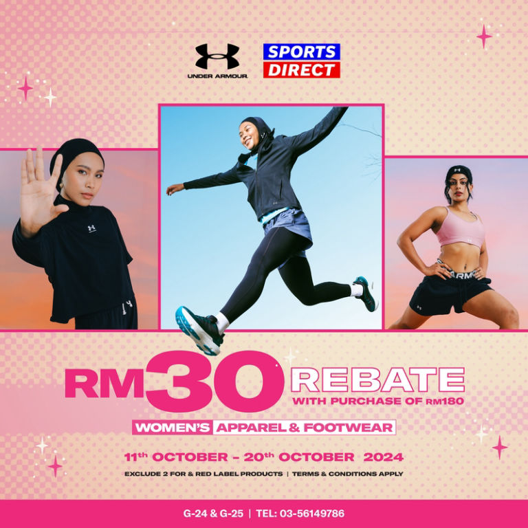 Rebate RM30 with purchase of RM180 by SPORTS DIRECT @ Sunway BigBox Mall