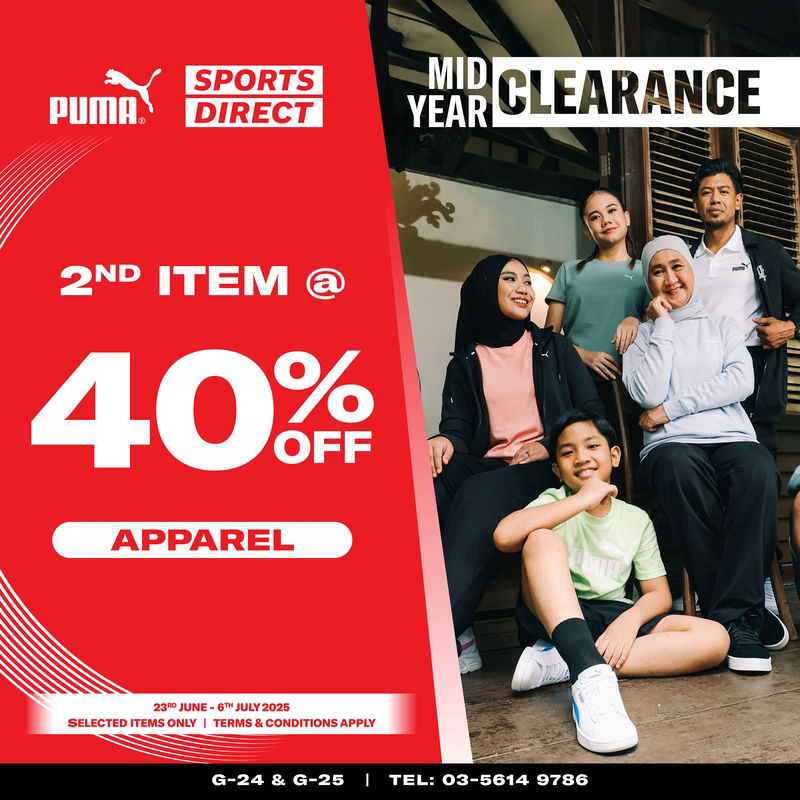 2nd PUMA apparel gets 40% OFF by SPORTS DIRECT @ Sunway BigBox Mall